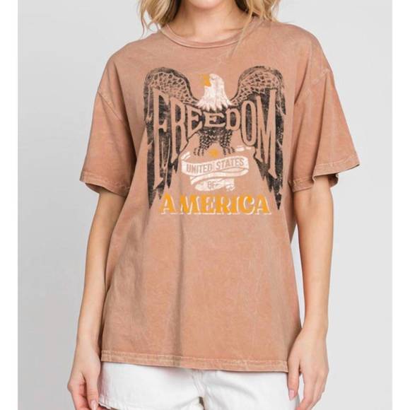 Hrt & Luv | Tops | New Hrt Luv Freedom America Mineral Wash Graphic Tee ...